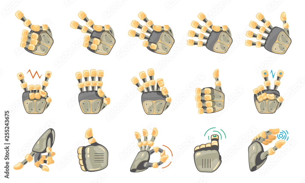 Robot hand gestures. Robotic hands. Mechanical technology machine ...