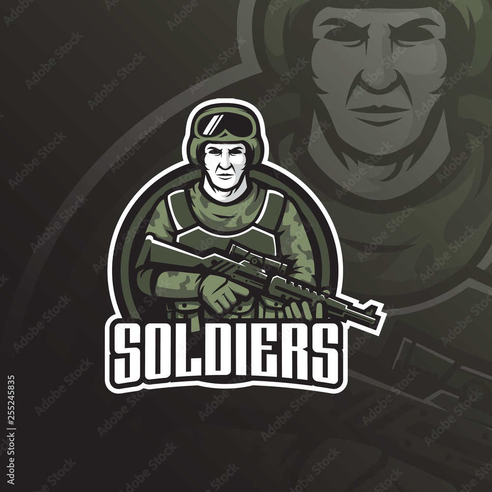 soldier vector mascot logo design with modern illustration concept ...