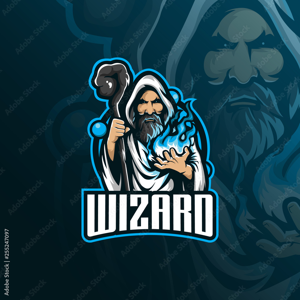 wizard vector mascot logo design with modern illustration concept style ...