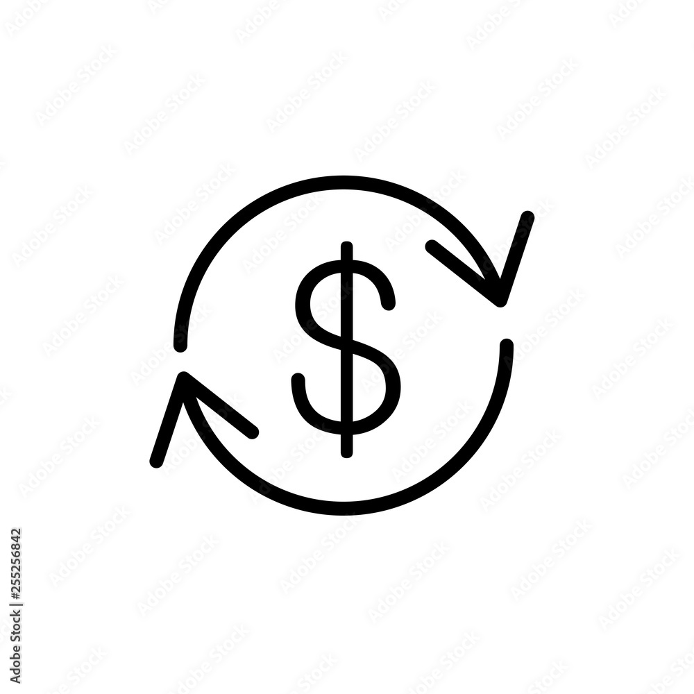 Cost recovery line icon. Money clipart isolated on white background ...
