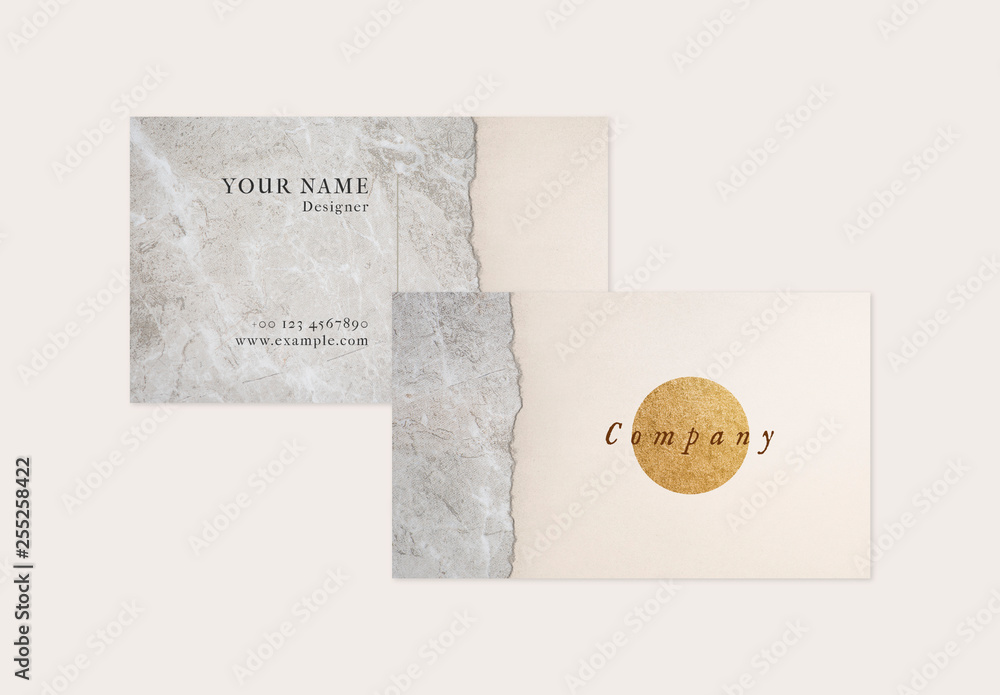 Business Card with Textured and Metallic Background Elements Stock ...