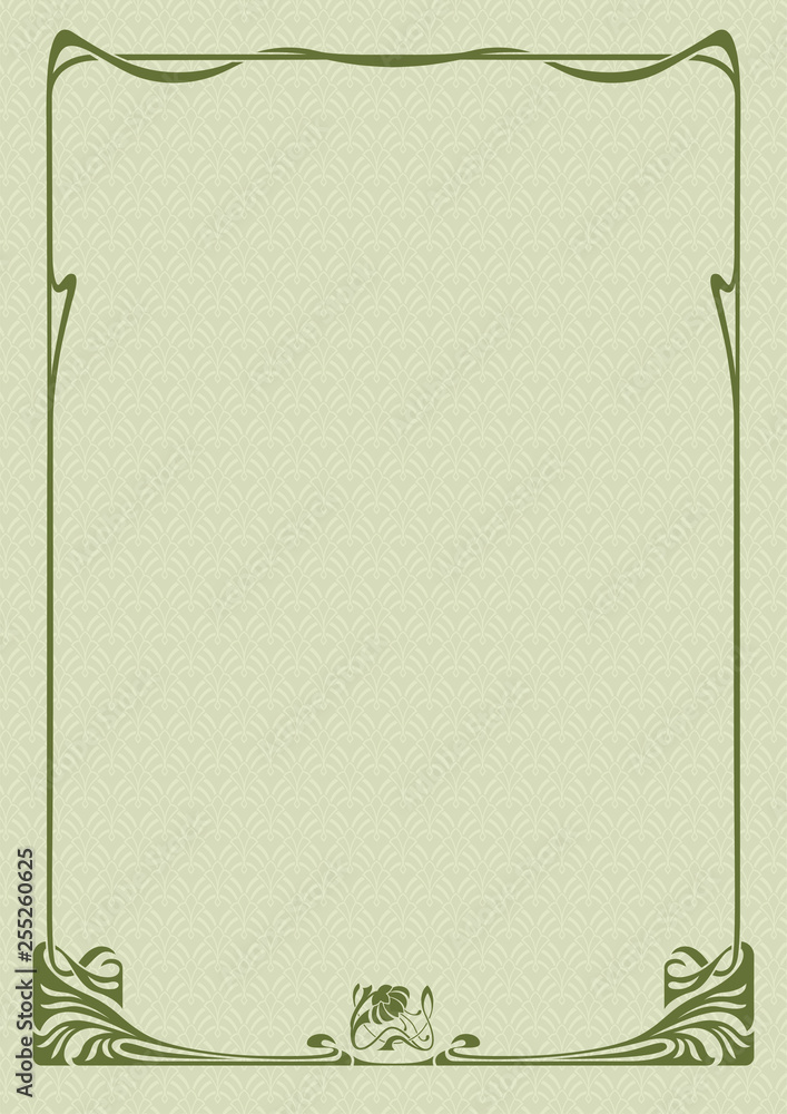 Rectangular retro framework with decorative floral element and ...