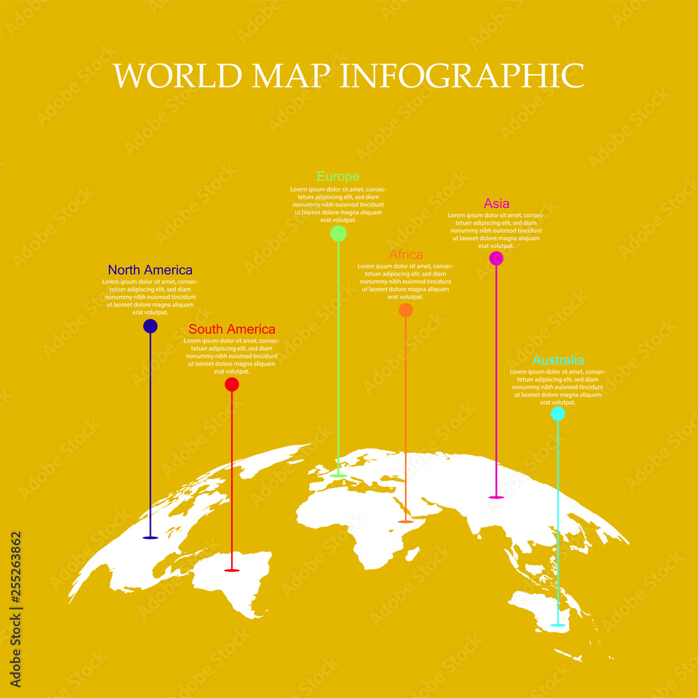 World Map Vector, InfoGraphic Concept, curved world For Website, Annual ...