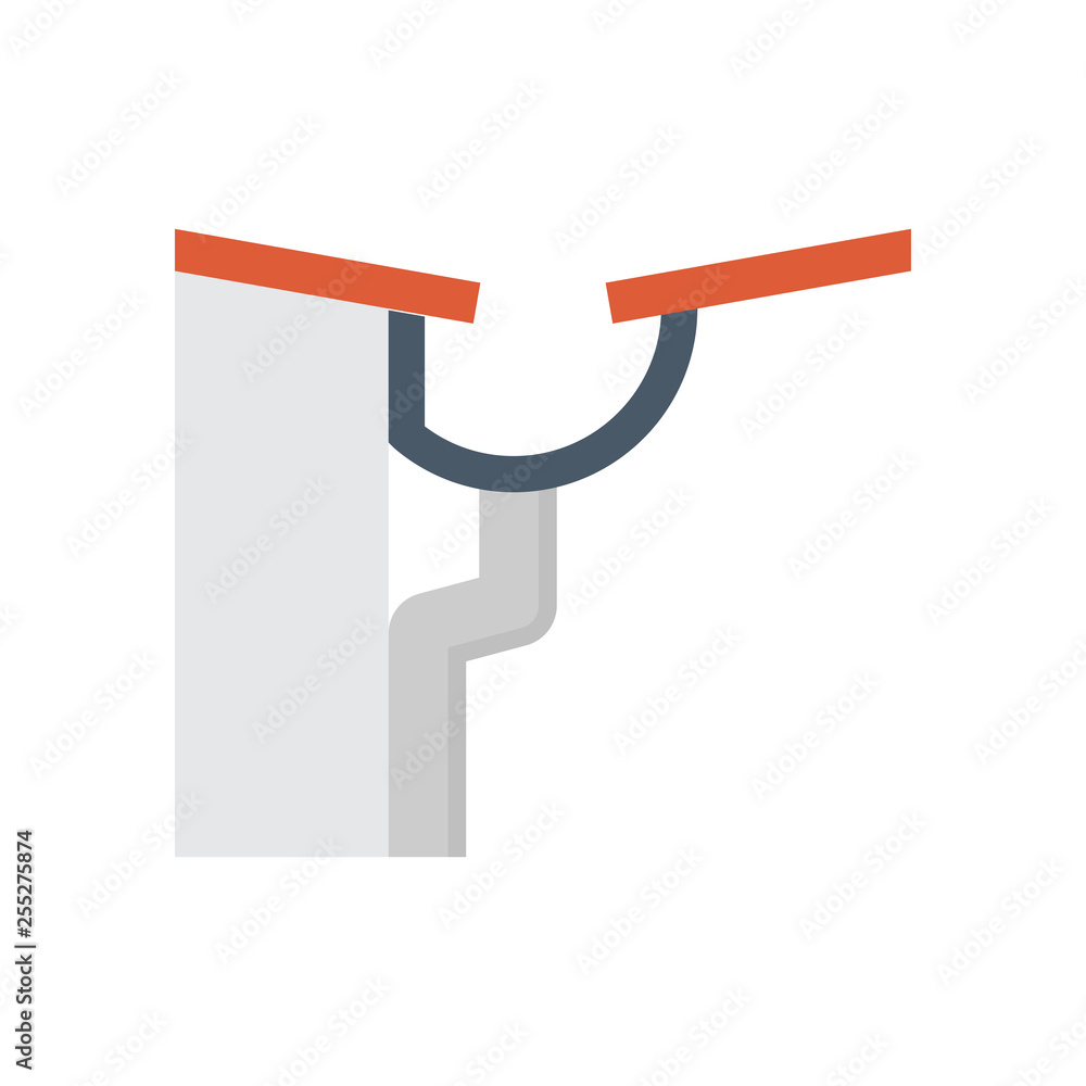 Halfline style gutter vector icon. Also call rain gutter or eavestrough ...