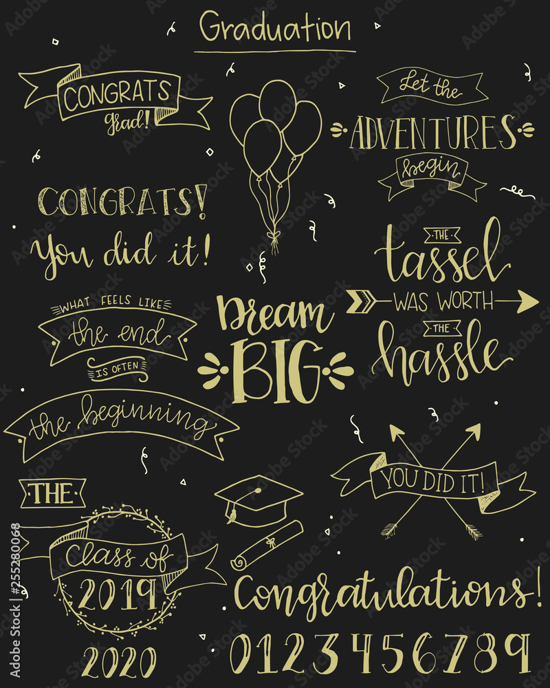 Hand Written Graduation Sentiments Vol 1 Stock Vector | Adobe Stock