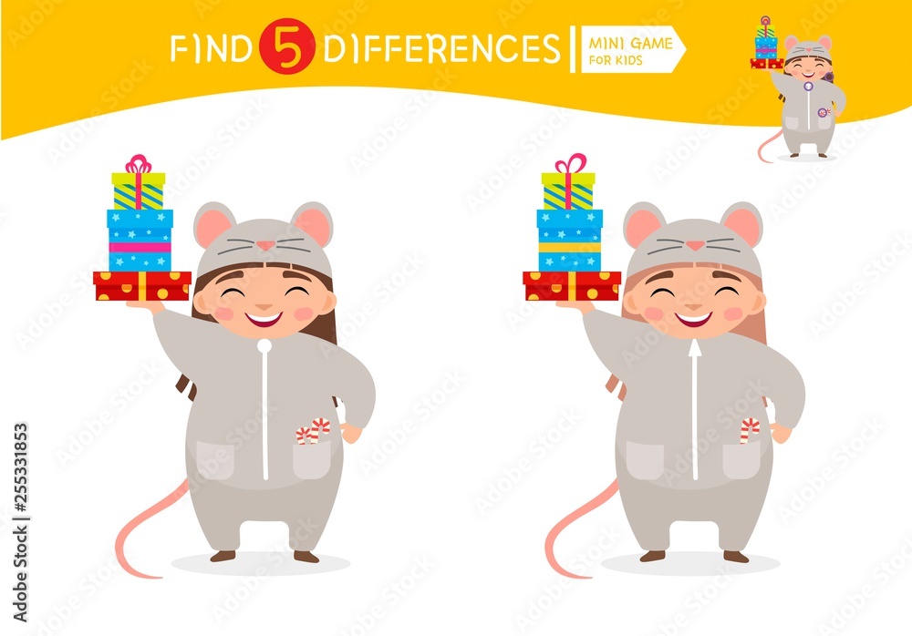 Find differences. Educational game for children. Cartoon vector ...
