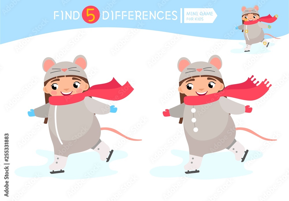 Find differences. Educational game for children. Cartoon vector ...