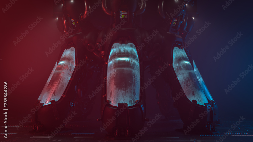 3d rendering of futuristic cryogenic capsules or containers in the ...