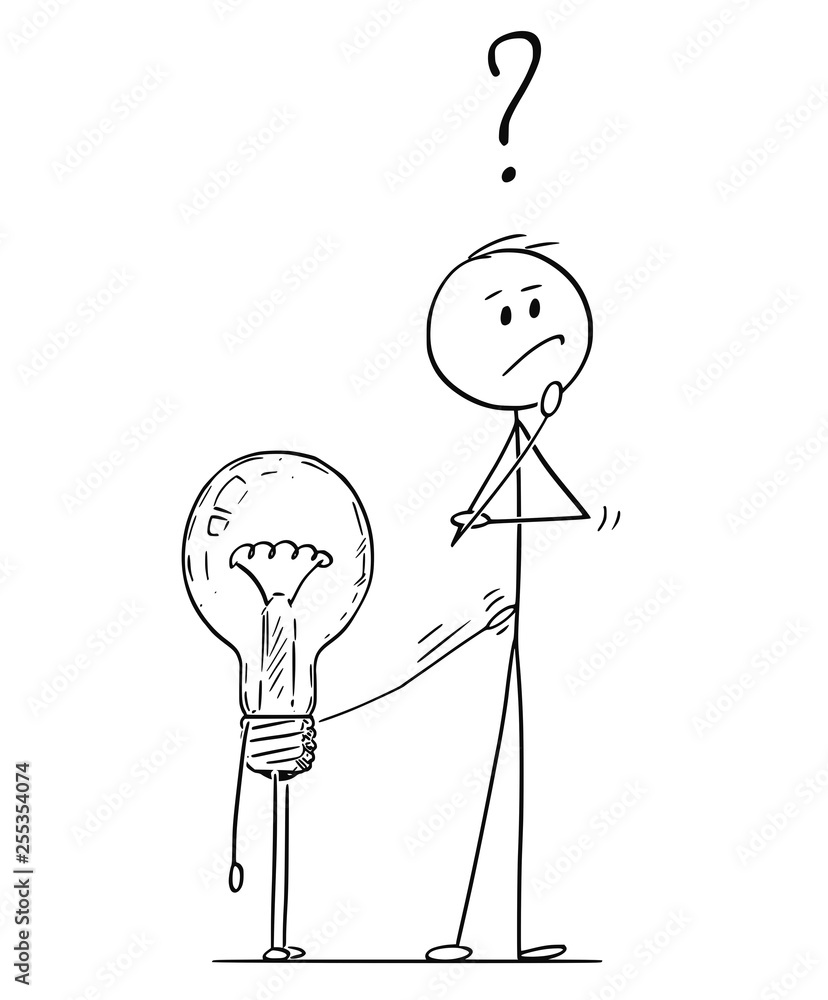 Cartoon stick figure drawing conceptual illustration of man or ...
