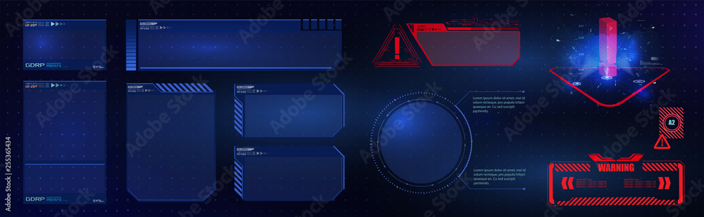 Plakat HUD UI GUI futuristic user interface screen elements set – Obraz na Ścianę | Posters.pl