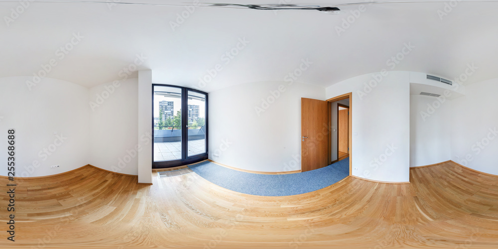 Panorama 360 view in modern white empty loft apartment interior of ...