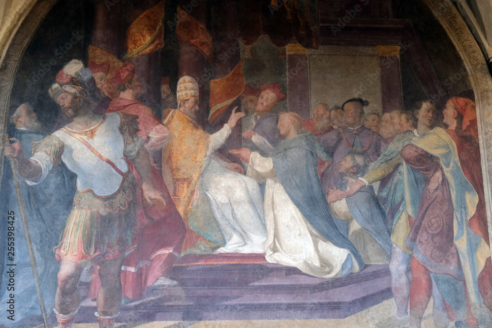 Pope Honorius III confirms the Dominican Rule, fresco by Gregorio ...
