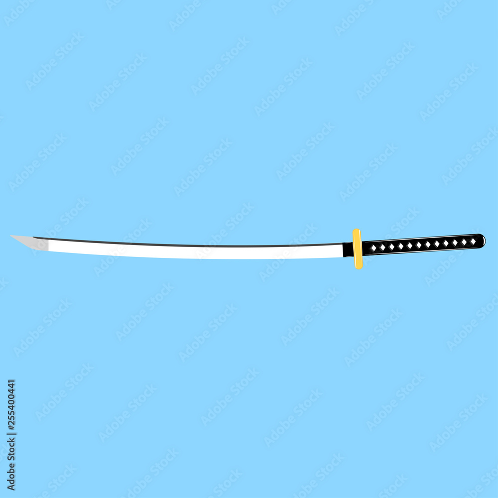 Vintage katana sword isolated on white background. Traditional japanese ...