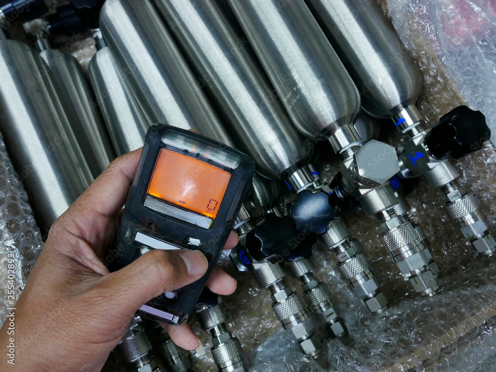 Personal H2S Gas Detector,Check gas leak. Safety concept of safety and ...