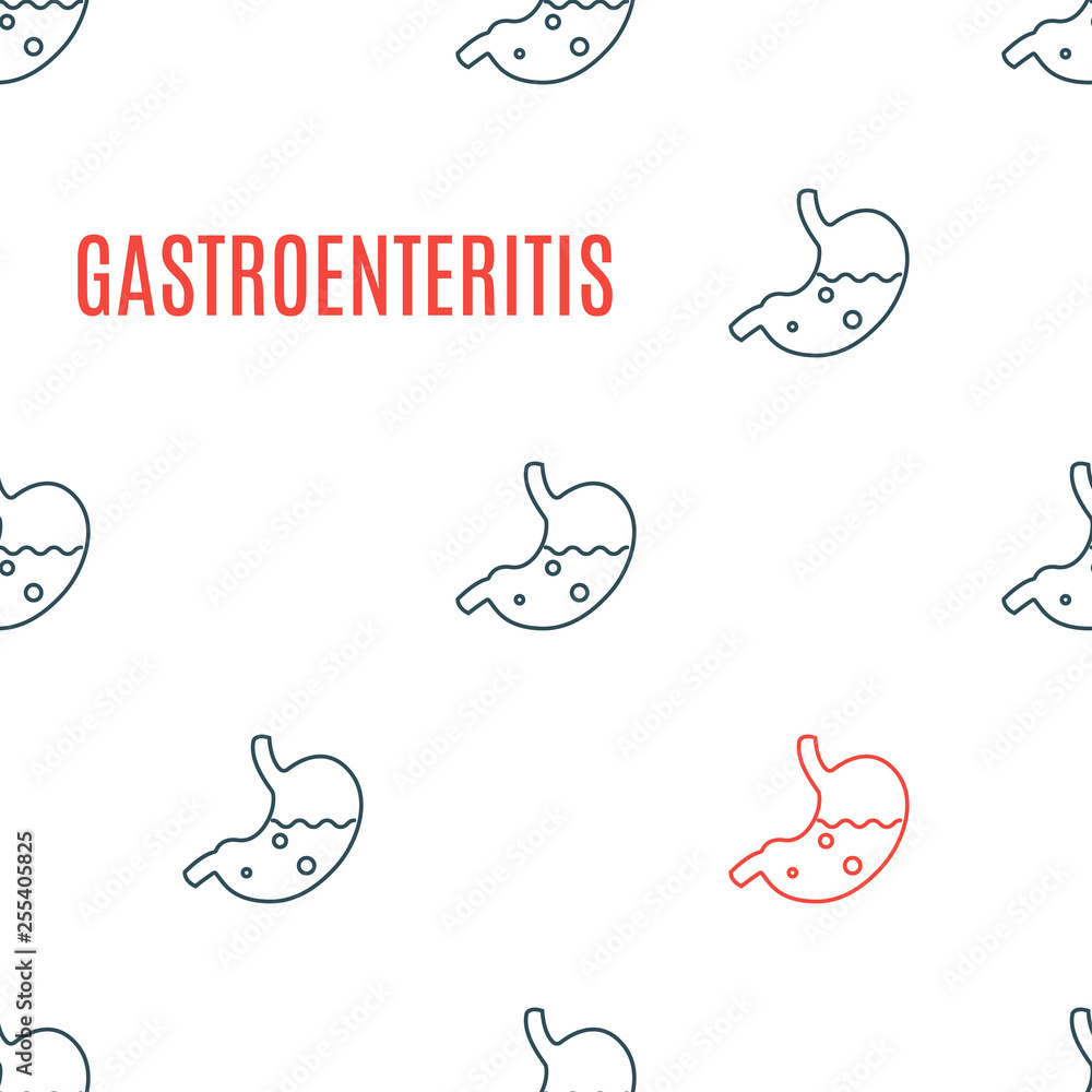 Gastroenteritis stomach infectious disease awareness poster in linear ...