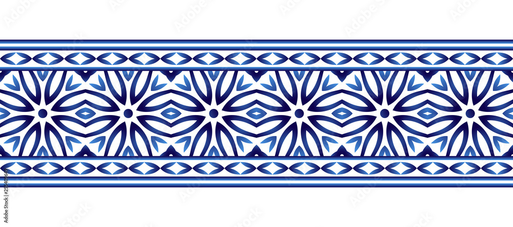 Ceramic tile border pattern. Islamic, indian, arabic motifs. Damask ...
