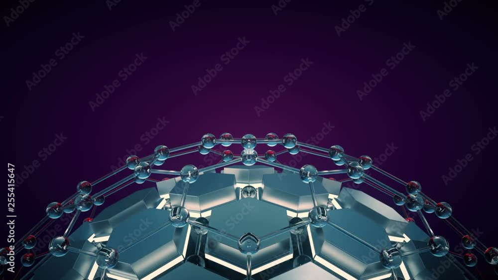 Looping 3D abstract glass net and hexagon sphere animation.Beautiful 3D ...