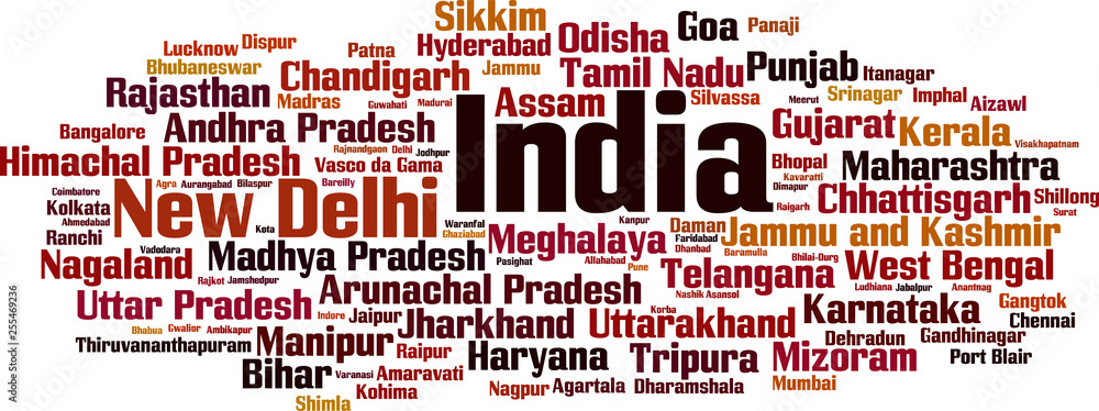 Cities in India word cloud Stock Vector | Adobe Stock