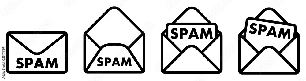 Spam mail icon. Envelope symbol with word SPAM on it. Stock Vector ...