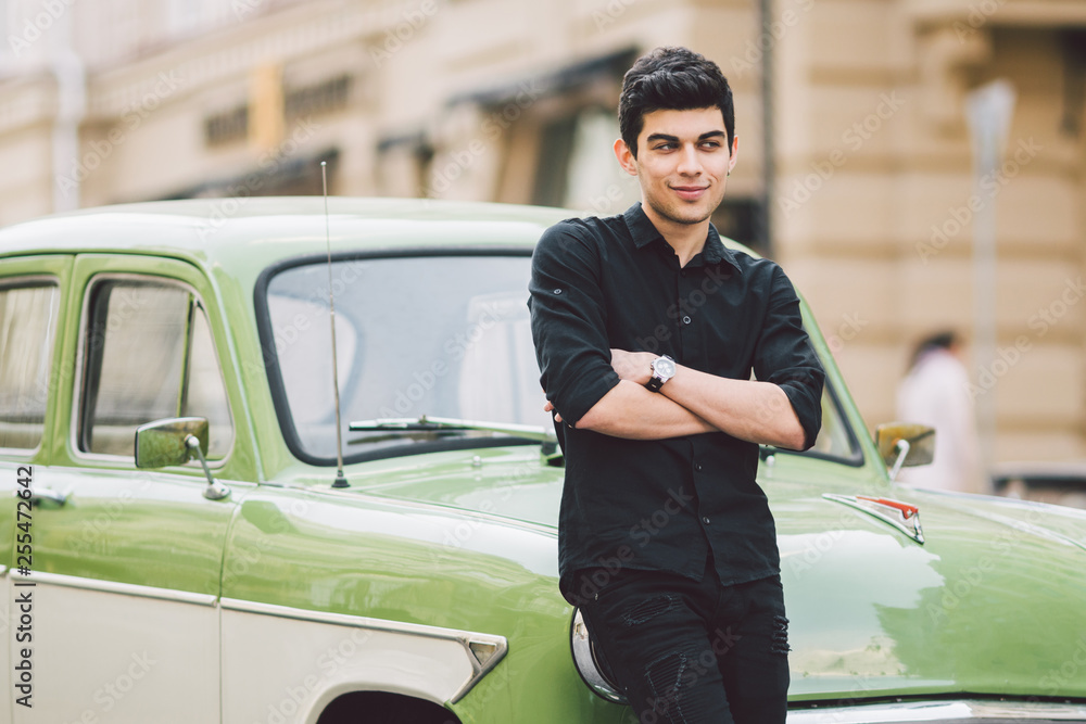 portrait, handsome, male, model, brunette Mediterranean race Turkish ...