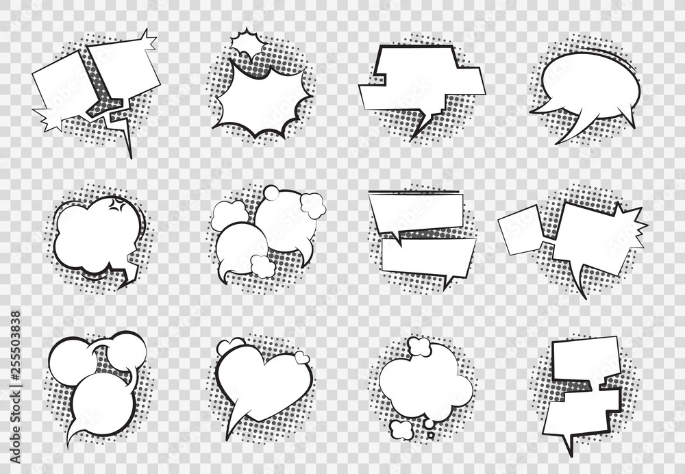 Comic Speech Bubbles. Cartoon chat balloon boom splash art empty white ...