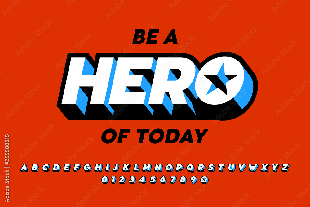 Comics style font design, superhero inspired alphabet, be a hero of ...