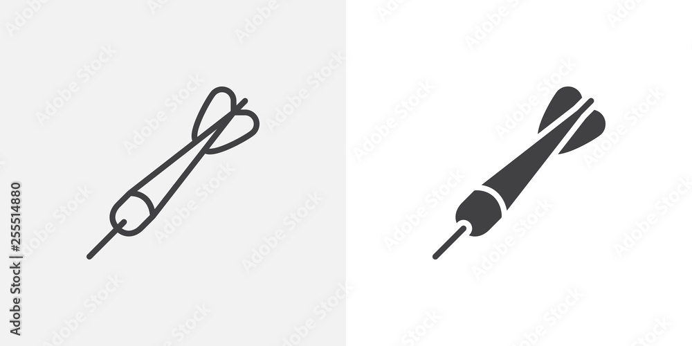 Dart arrow icon. line and glyph version, outline and filled vector sign ...