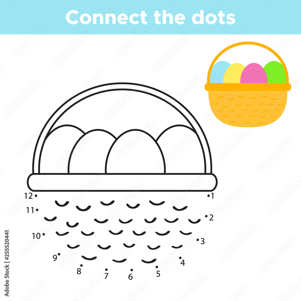 Vector Easter eggs in the basket. Educational numbers game for children ...
