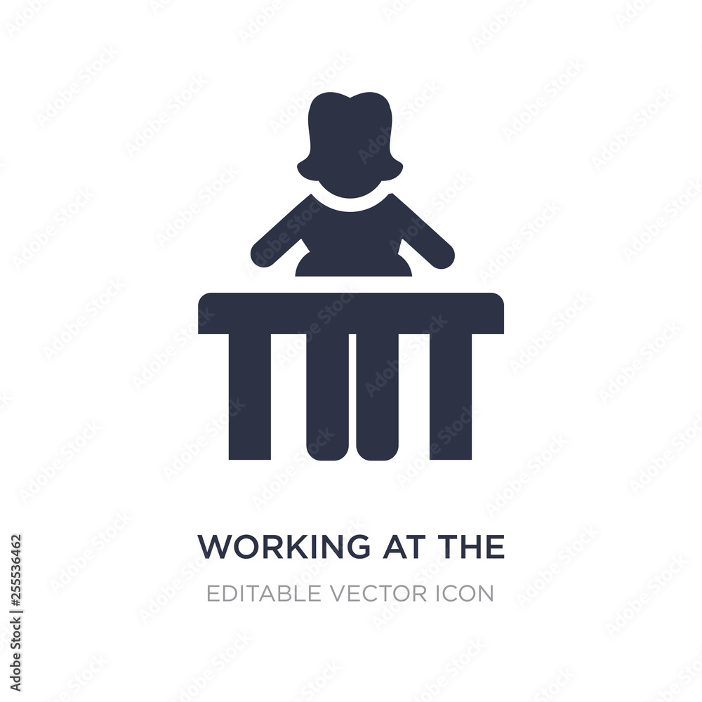 working at the office icon on white background. Simple element ...