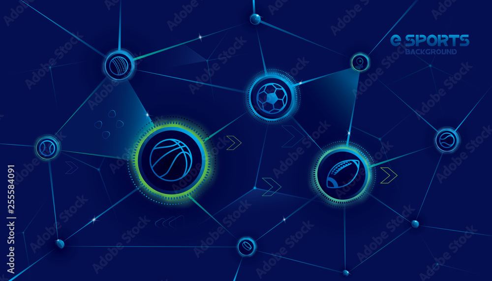 Vector esports with futuristic technology background design. Stock ...