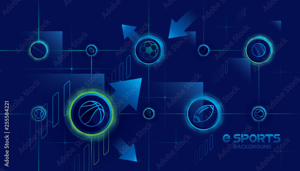 Vector esports with futuristic technology background design. Stock ...