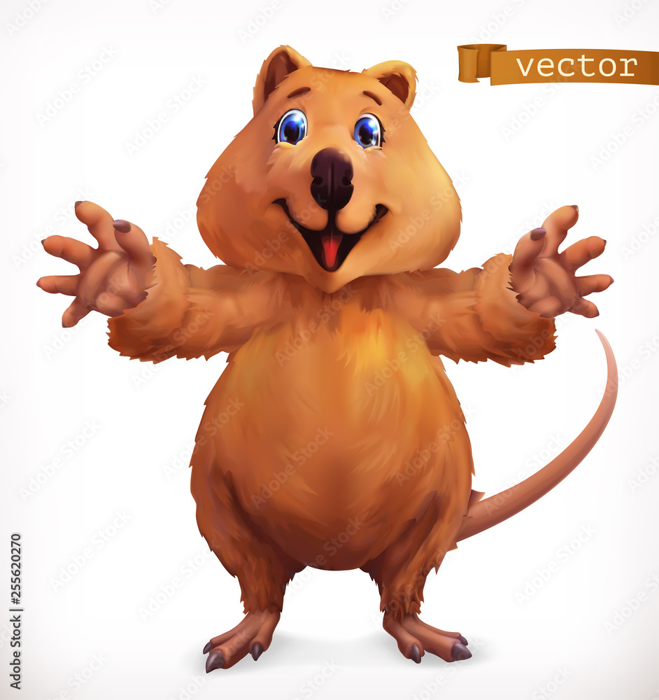 Quokka cartoon character. Funny animal, 3d vector icon Stock Vector ...