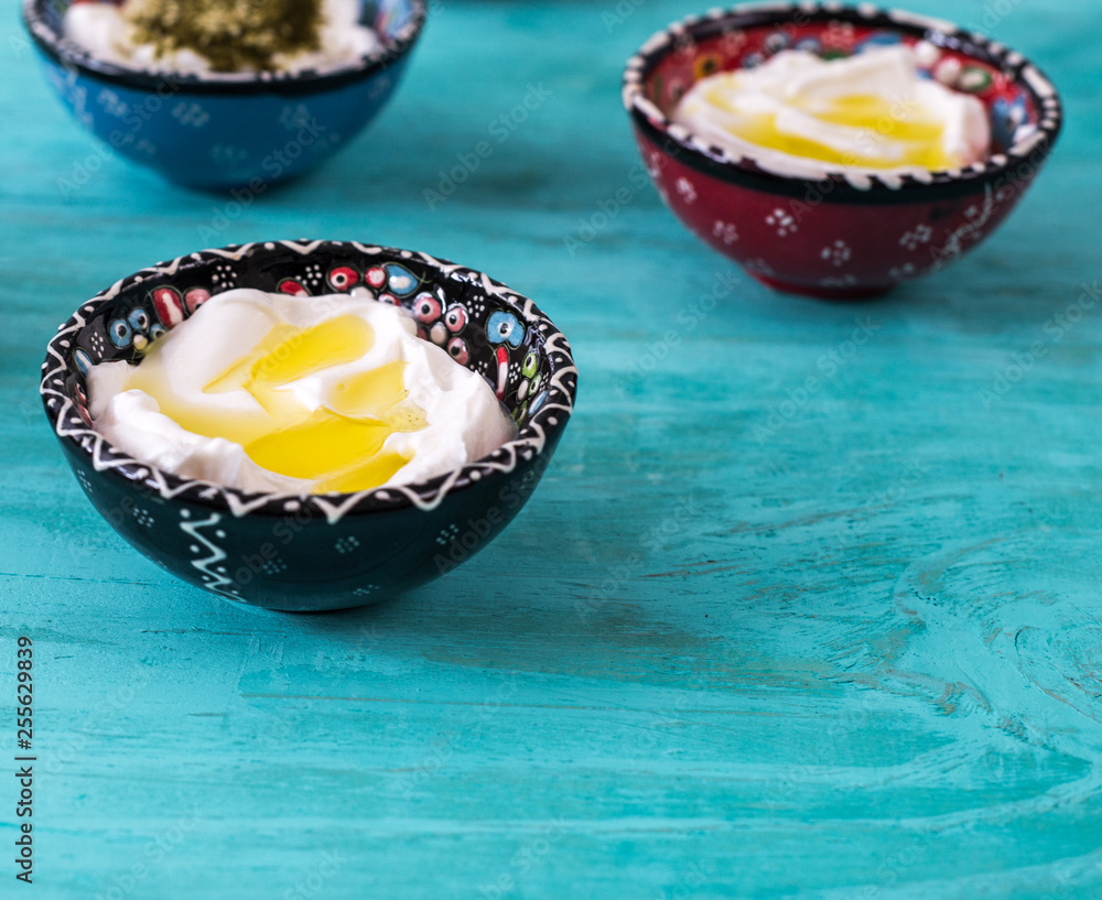 labneh (labaneh) middle eastern soft white goat's milk cheese with ...