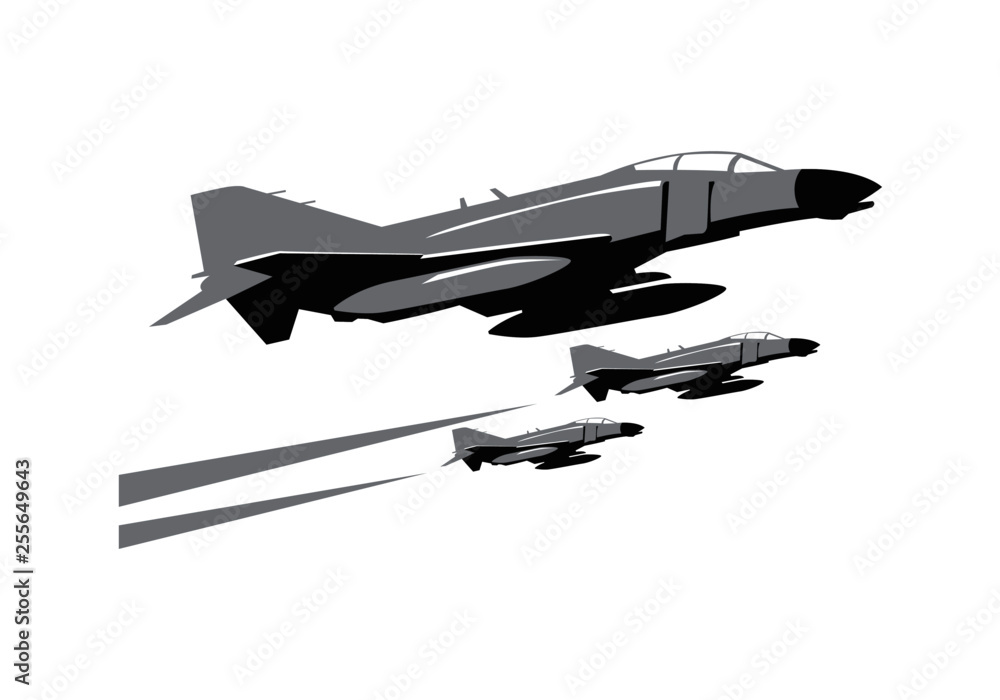 F-4D phantom. jet fighters in the sky. vector image for illustration ...