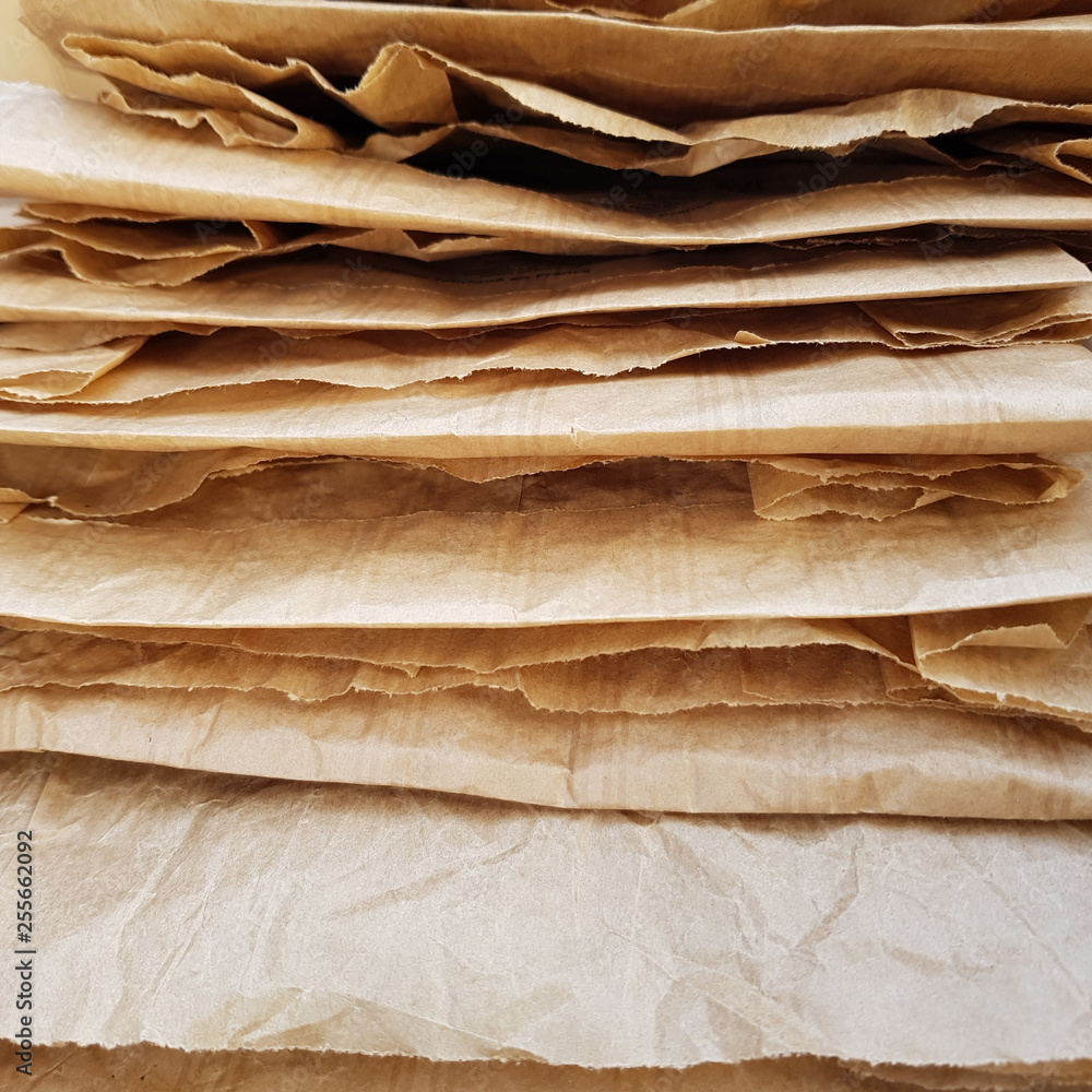 Empty brown paper bag from top view looking down inside at bottom ...