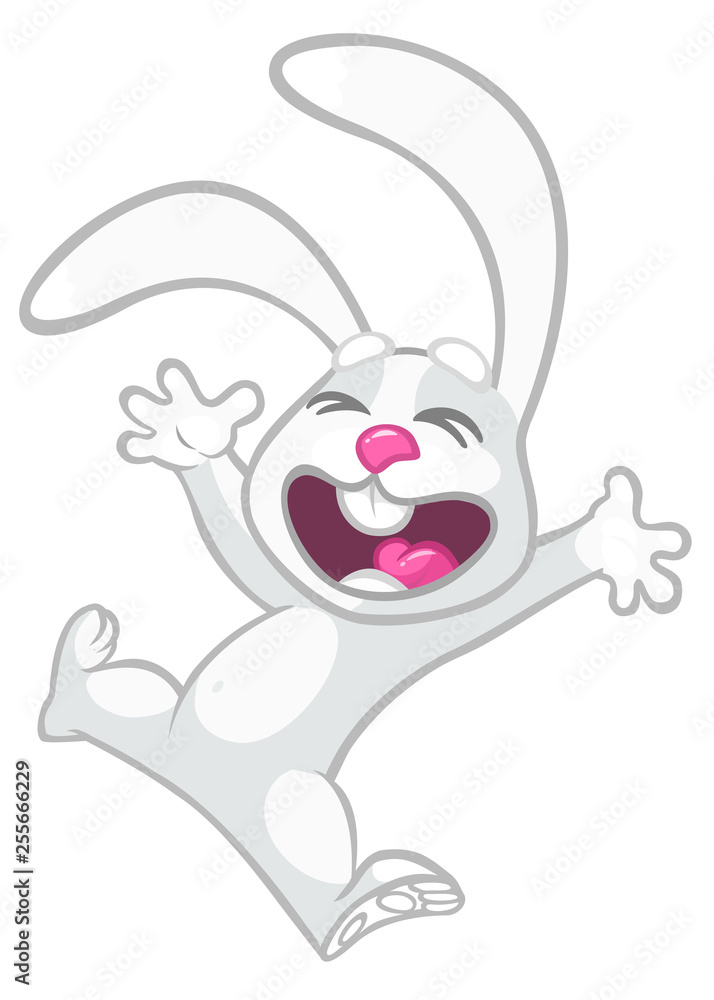 Easter cartoon happy bunny rabbit excited. Vector illustration of bunny ...