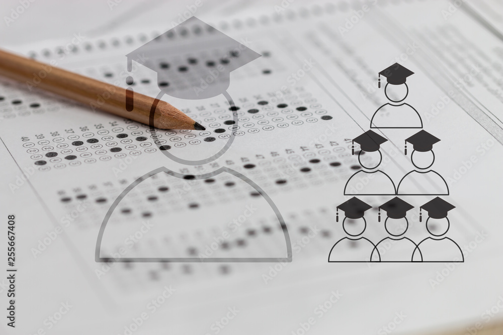 Pencil graduate students success study school icon on standardized test ...