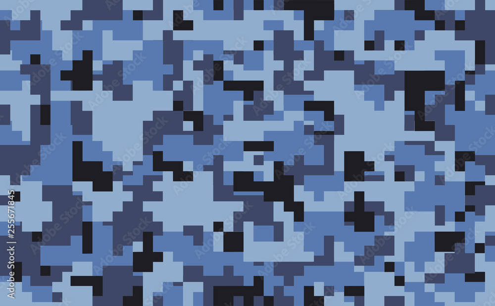 Digital pixel camouflage pattern background, seamless vector ...