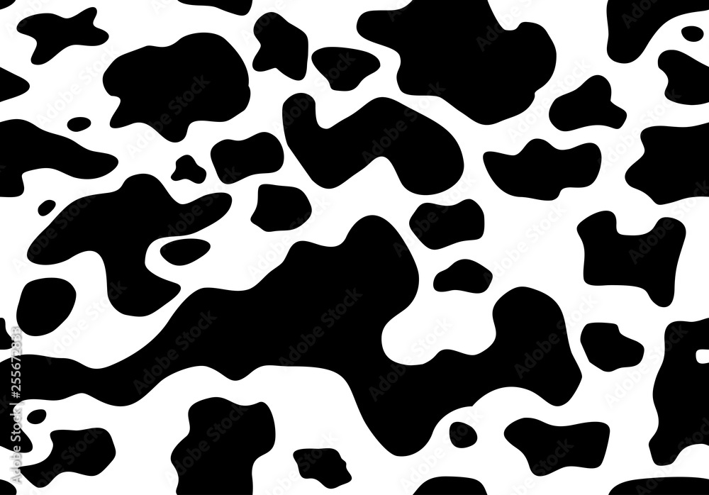 Cow spots pattern. Black and white. Animal print, cow skin texture ...