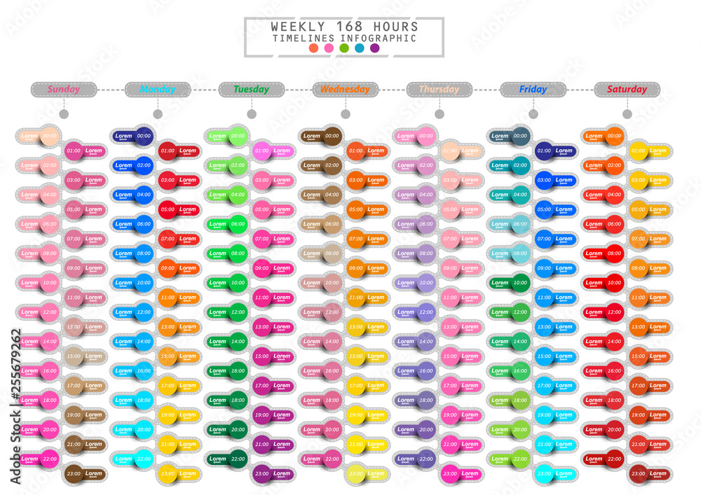 Modern business vertical hourly timeline process chart infographics ...