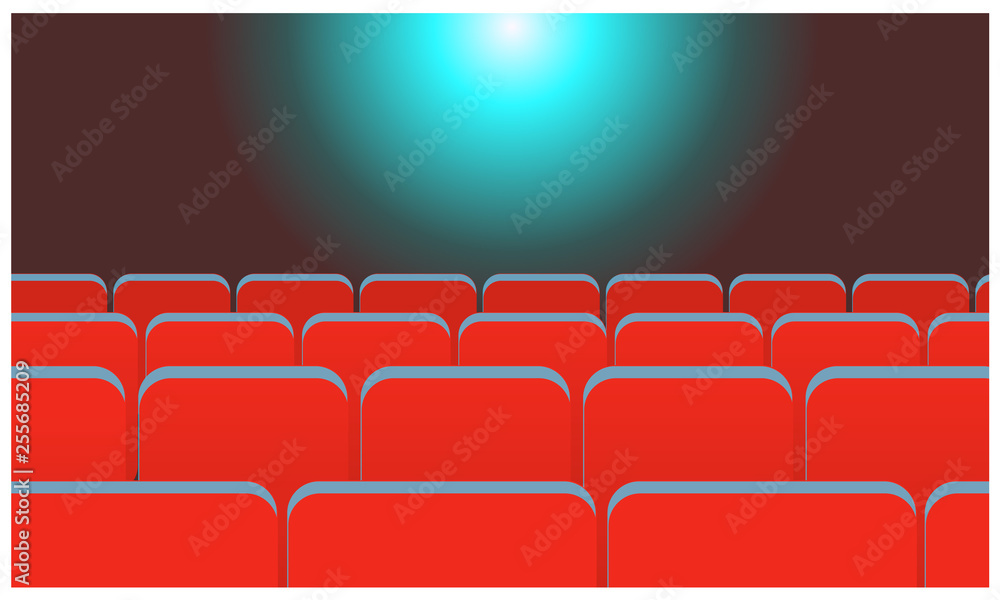 cartoon Cinema concept. Red cinema or theater seats rows. flat design ...