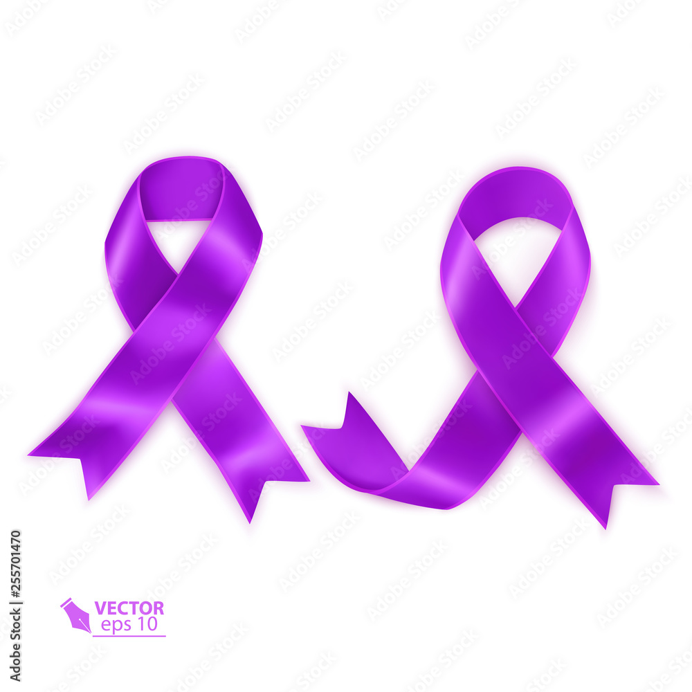 Set of Purple awareness ribbons for general cancer awareness, Lupus ...