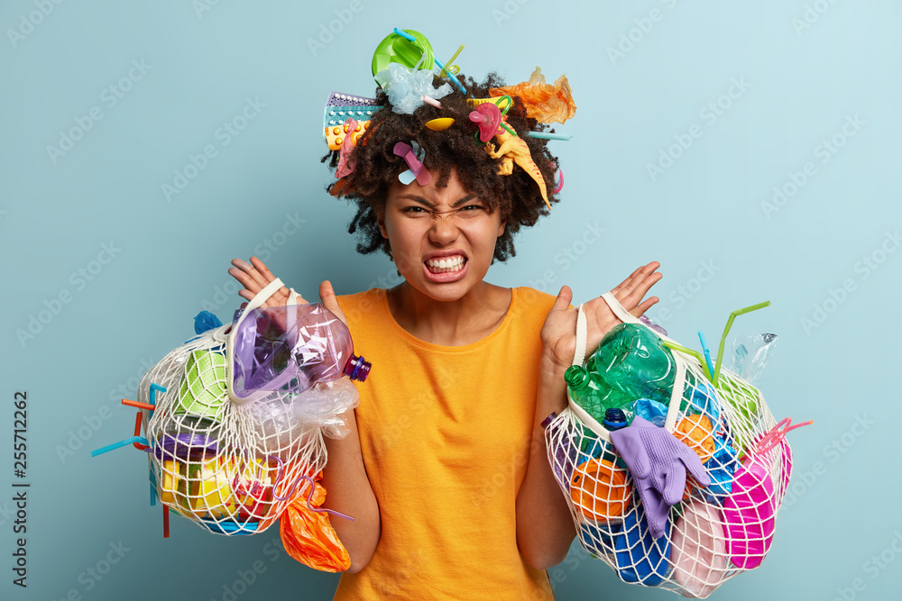Accumulation in environment of synthetic plastic products. Annoyed ...