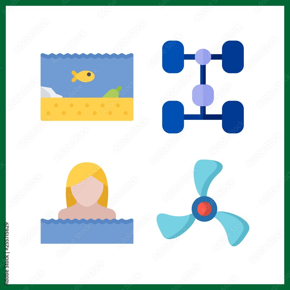 4 under icon. Vector illustration under set. chassis and swimmer icons ...