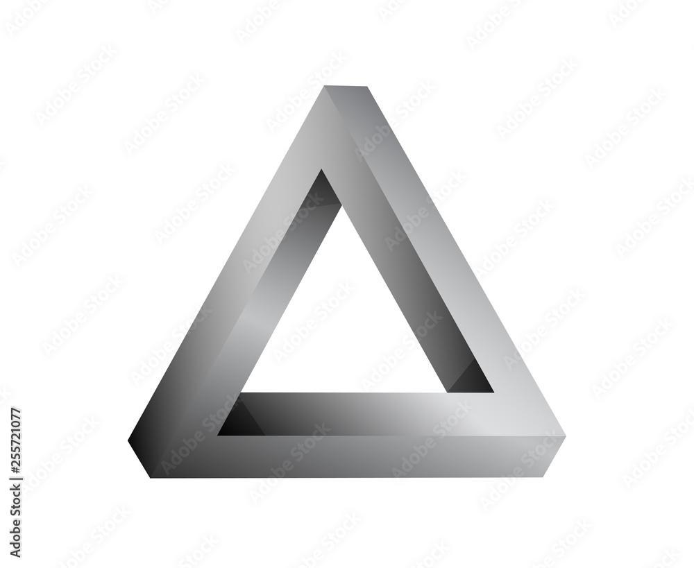 Silver metallic impossible triangle figure. Vector illustration ...