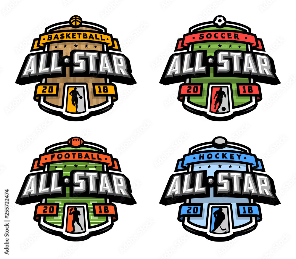Sport logo set. Football, basketball, soccer, hockey. Vector ...