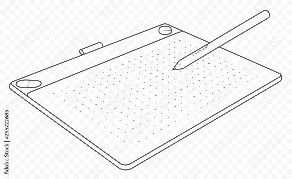 Vector outline graphic tablet for drawing by artist and designer ...