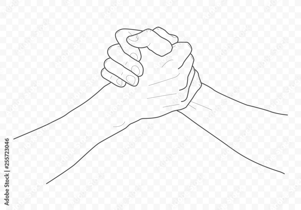 handdrown vector outline and contour illustration of hands with fingers ...