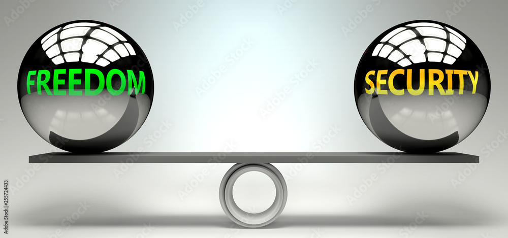 Freedom and security balance, harmony and relation pictured as two ...