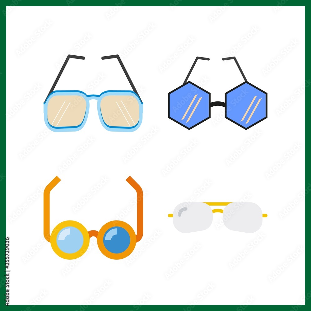 4 sight icon. Vector illustration sight set. sunglasses and reading ...